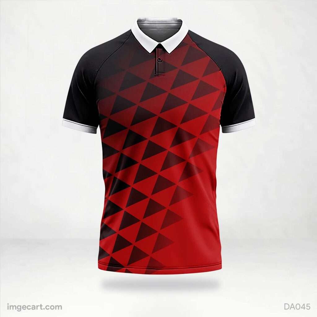 Cricket Jersey design Black and Red with Triangle Effect - imgecart