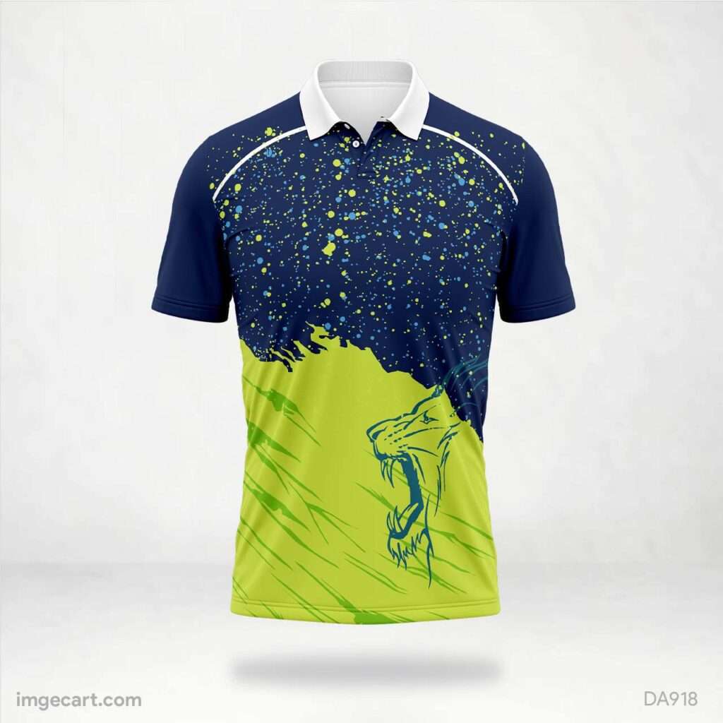 Navy Blue and green Lion Cricket jersey Design - imgecart