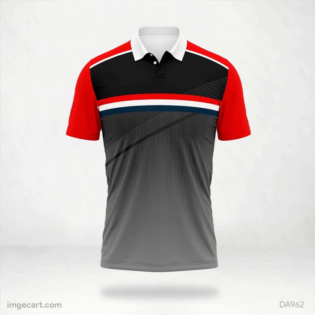 Grey and Red Sublimation Cricket Jersey Design - imgecart