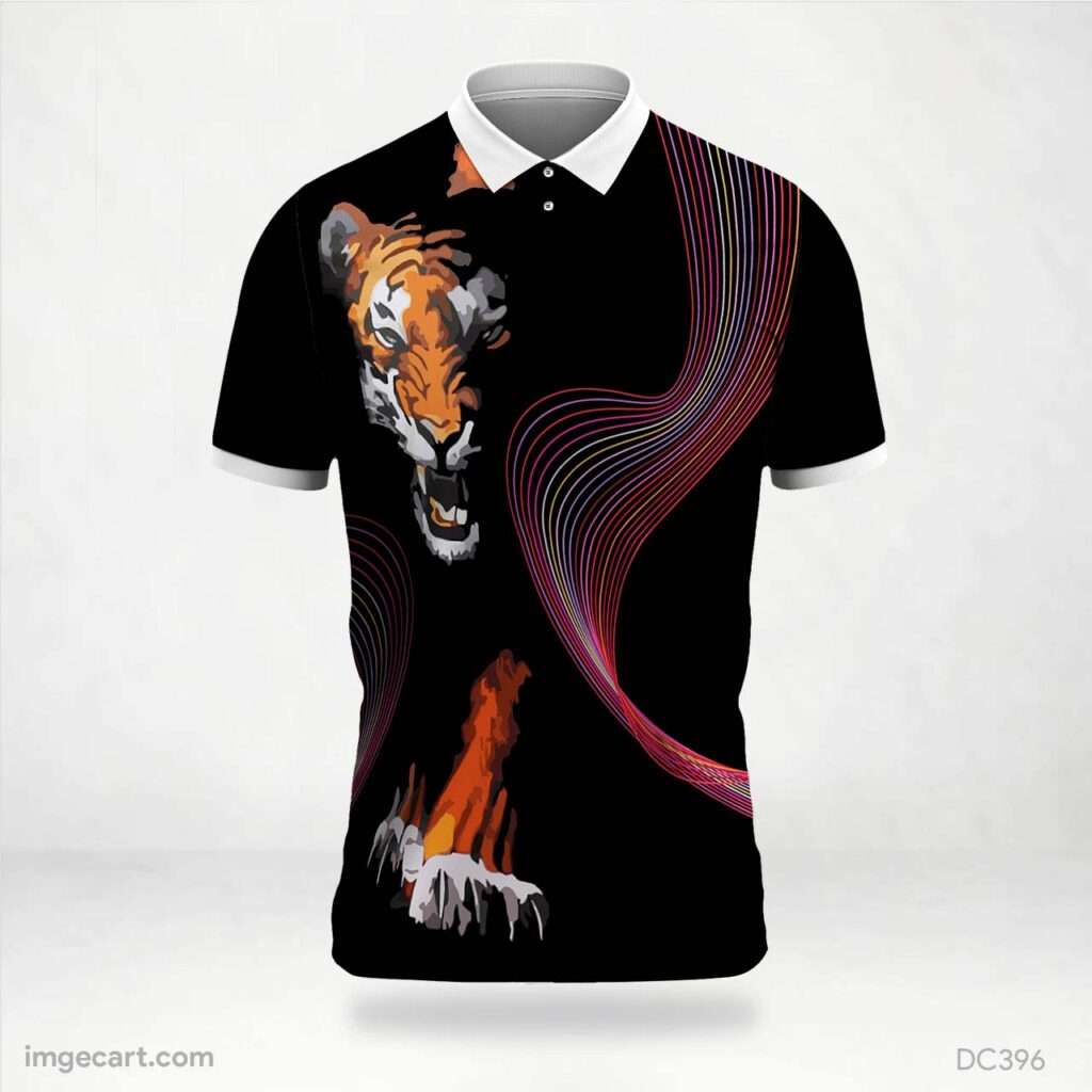 Red and Grey Black Tiger Jersey Design - imgecart