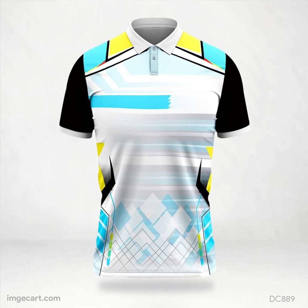 White and Cyan Yellow Jersey Design - imgecart