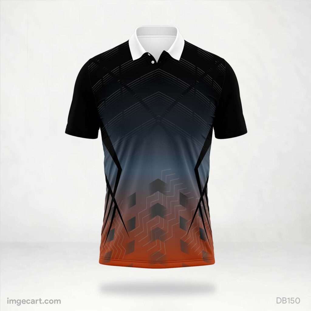 Black to Orange Arrow Fade Jersey Design. - imgecart