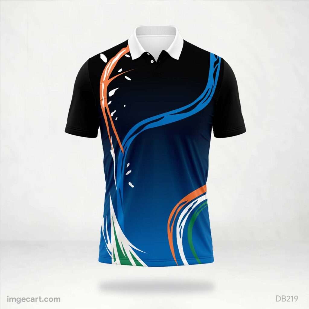 Black and Blue with Colorful Swirls Jersey Design - imgecart