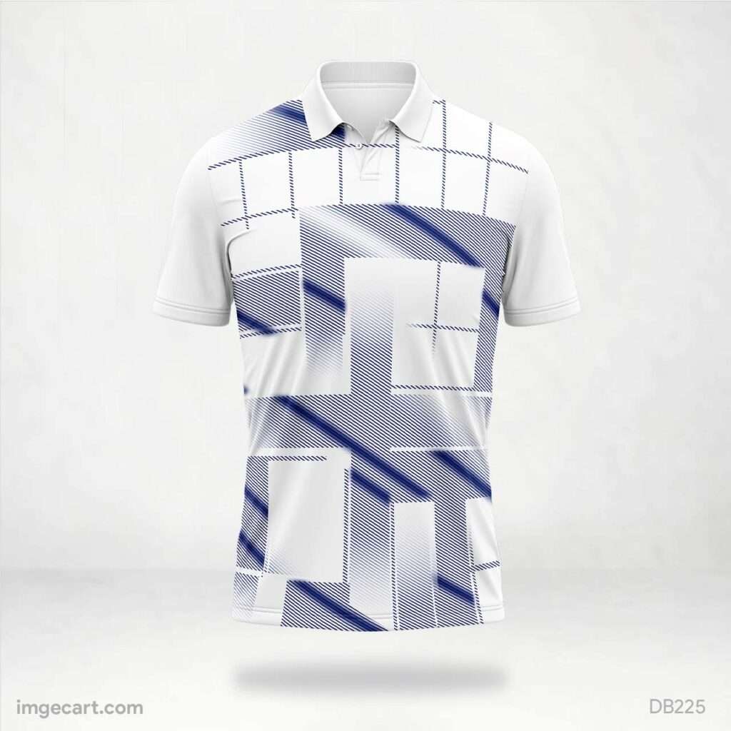 White with Blue Geometric Blocks Jersey Design - imgecart