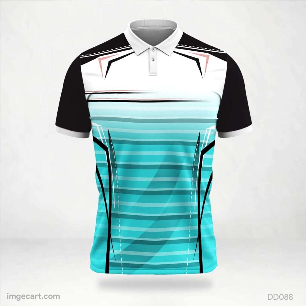 Teal and White Stripes Jersey Design - imgecart
