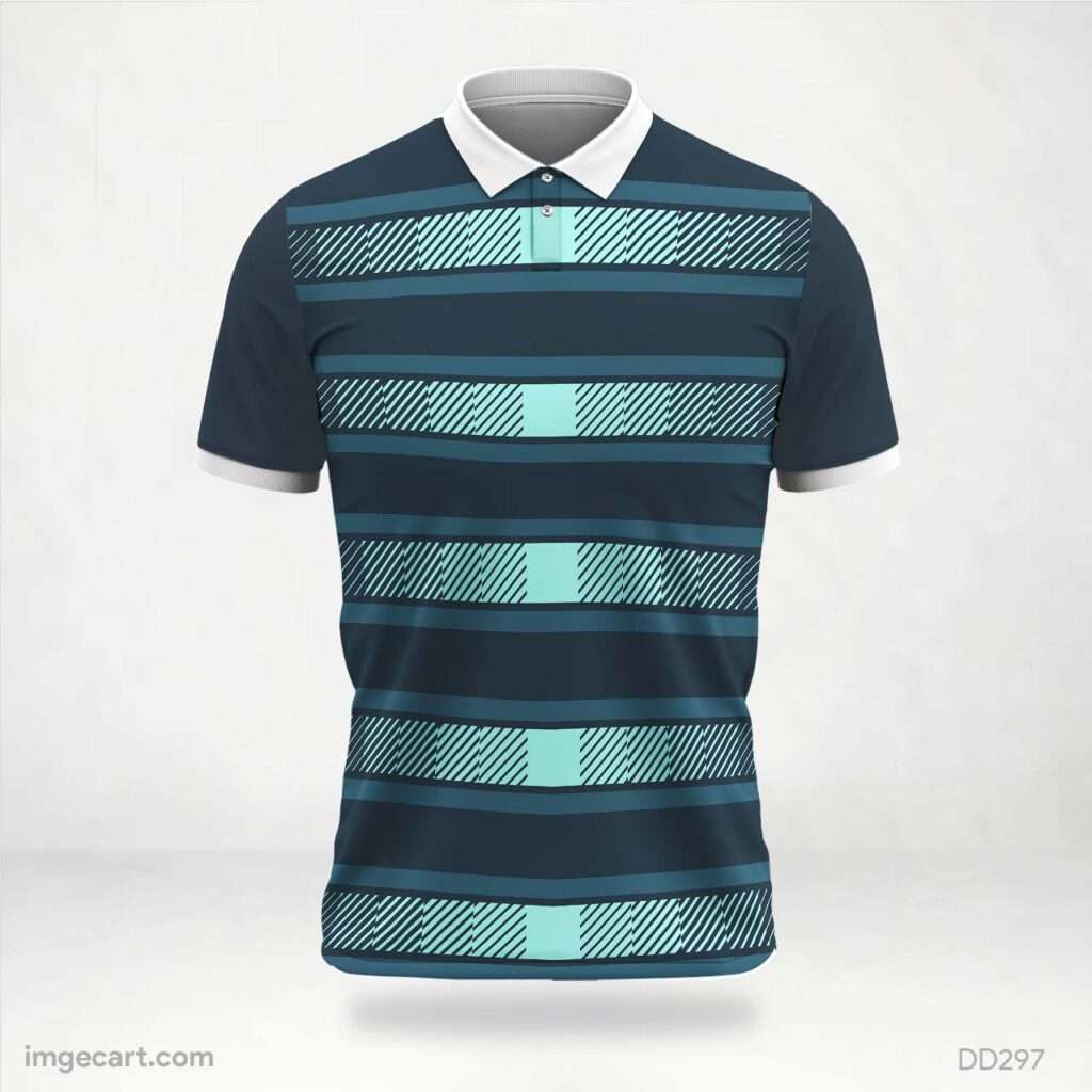 Blue and Green Horizontal Stripe Soccer Jersey Design - imgecart