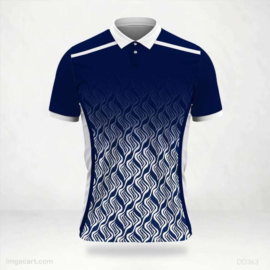 Dark Blue and White Wave Pattern Jersey - imgecart