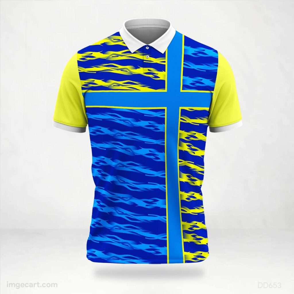Blue and Yellow Cross Jersey design - imgecart