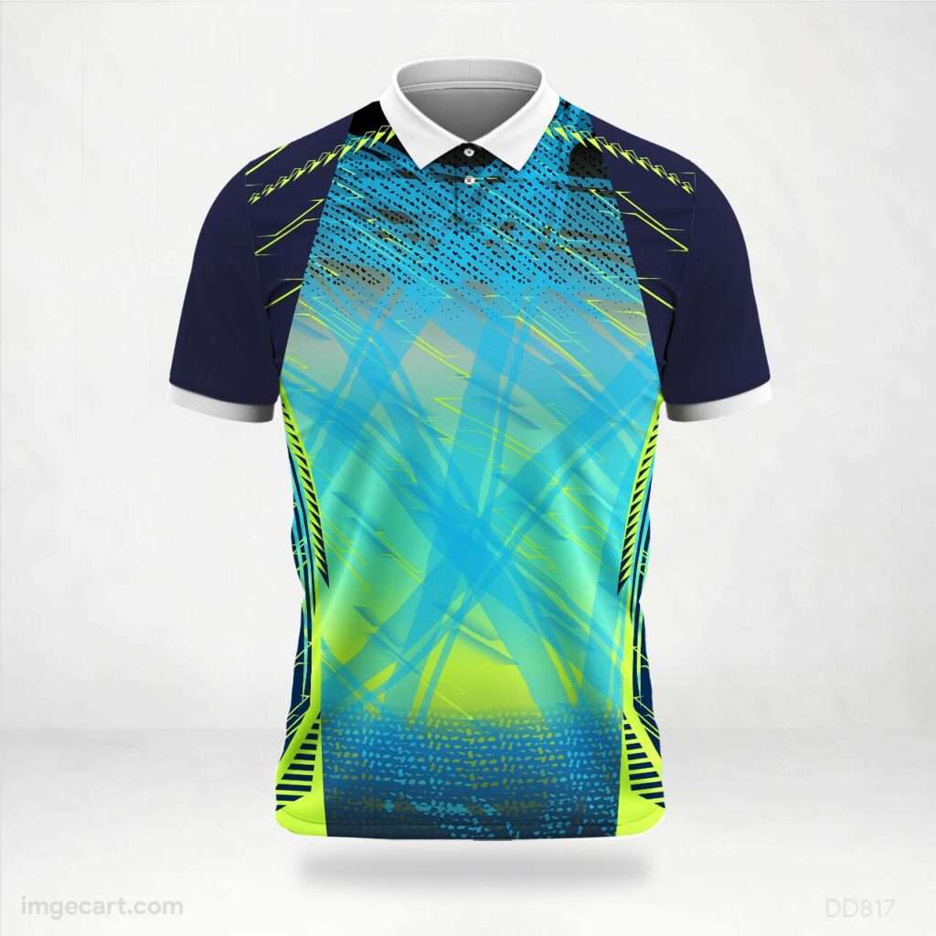 Navy and Cyan Abstract Jersey design - imgecart