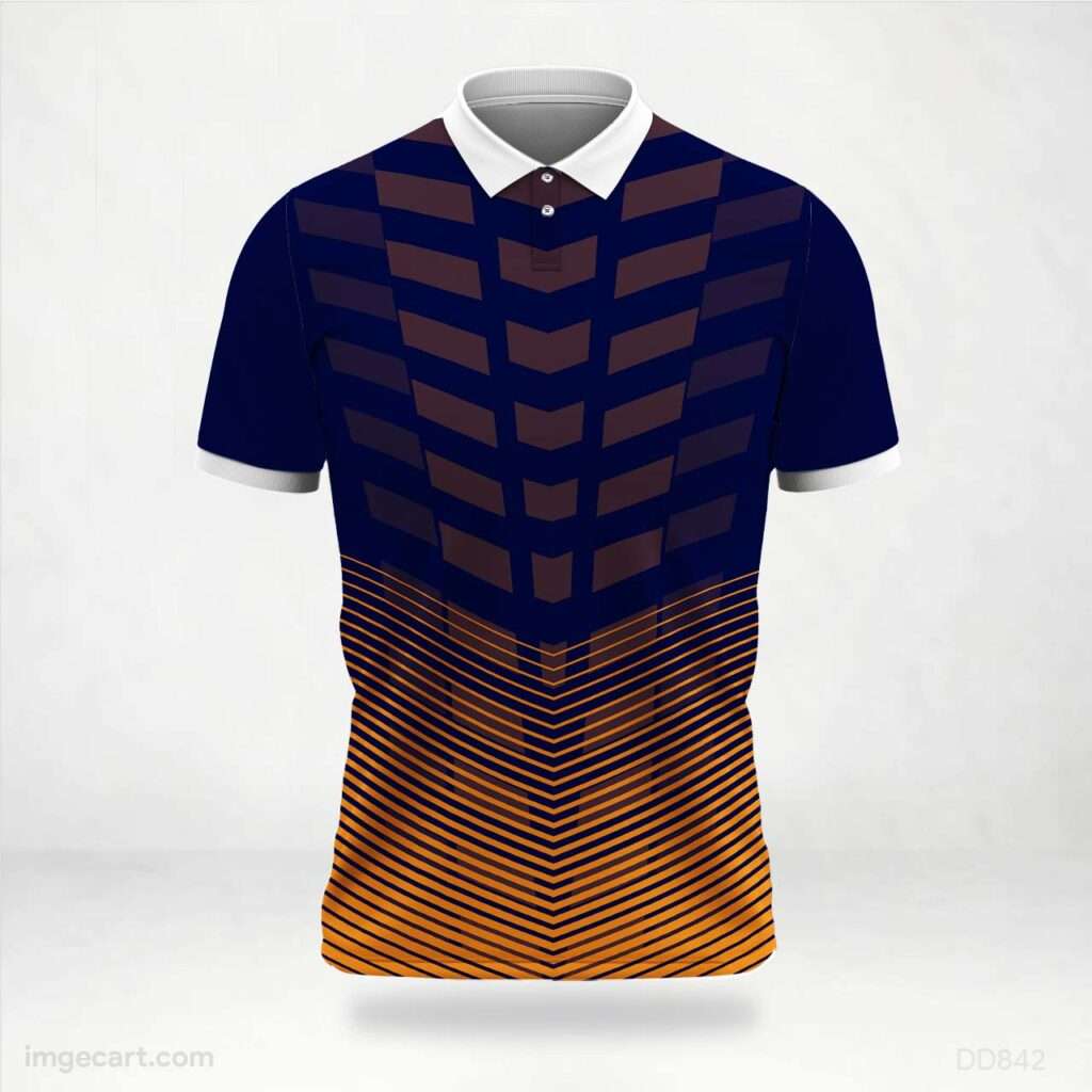 Navy and Orange Chevron Fade Jersey design - imgecart