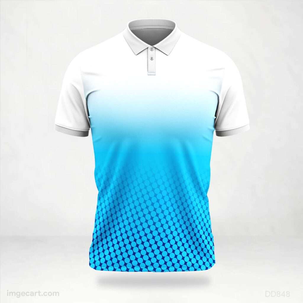 White and Blue Dot Fade Jersey design - imgecart