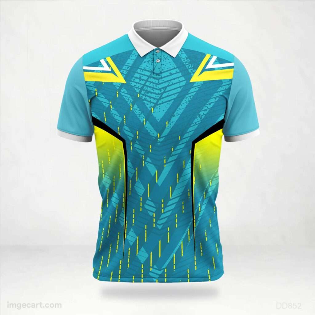 Cyan and Yellow Abstract Graphic Jersey design - imgecart