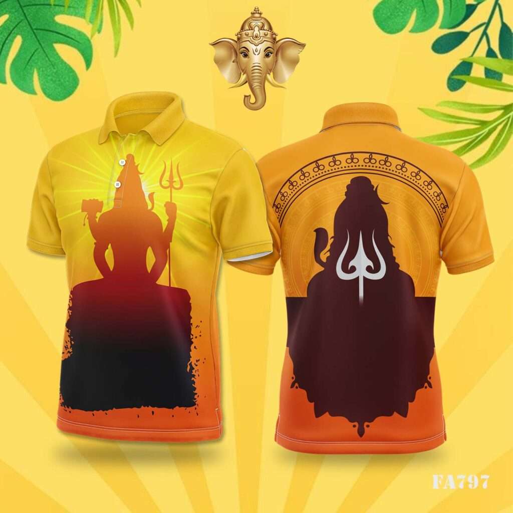 Orange & Yellow Lord Shiva Festival Jersey Design - imgecart